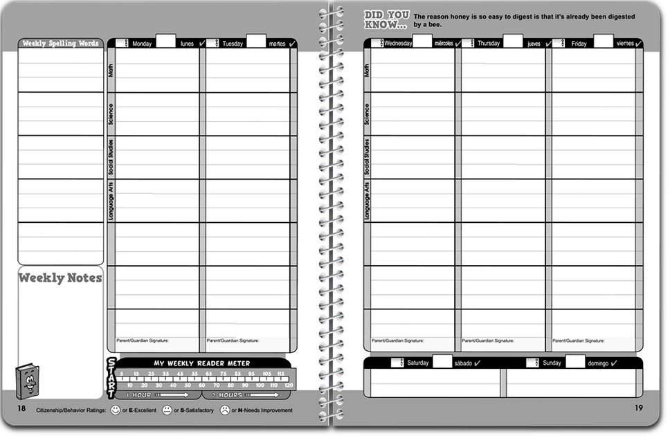 Undated Elementary School Planner | Meridian Student Planners
